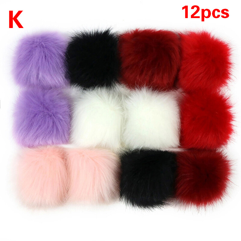 12/14pcs DIY Craft Faux Fur Fluffy Plush Ball For Hat Keychain ...