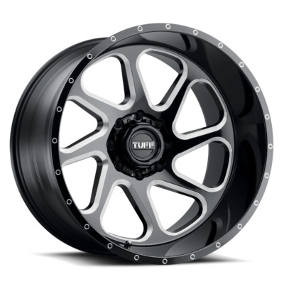 Set of 4 Tuff T2B Wheels 24X14 5X5.0 GLOSS BLACK MILLED -72MM | eBay