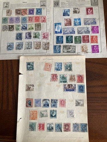 SALE Spain 74 Used Early stamps collection 1900/55 On 3 Album Sheets ...