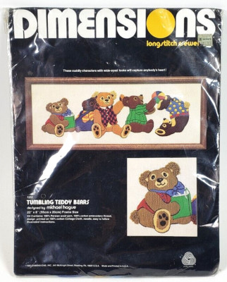 Dimensions 1251 Tumbling Teddy Bears Long Stitch Crewel Cross Stitch ...