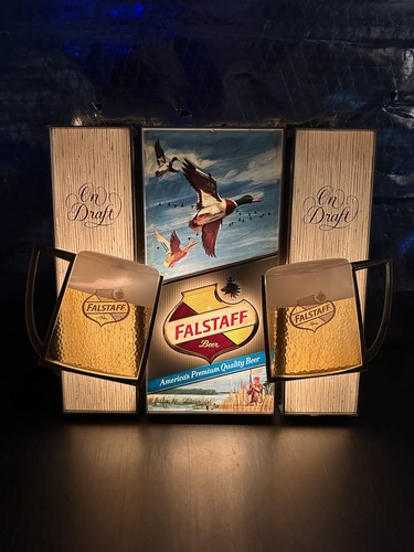Vintage Falstaff Beer Toasting Mugs Lighted Motion Sign Duck Hunting ...
