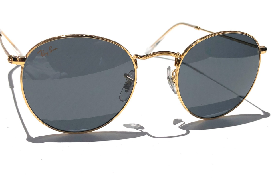 NEW Ray Ban ROUND METAL Legend Gold Frame Black Lens Sunglass RB3447 ...