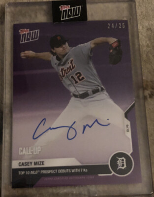 2020 TOPPS NOW CASEY MIZE CALLUP PURPLE AUTOGRAPH AUTO 24/25 TIGERS ...