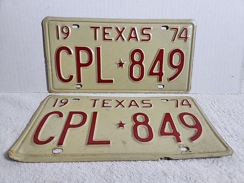 Vintage 1974 Texas License Plate Pair CPL 849 | eBay