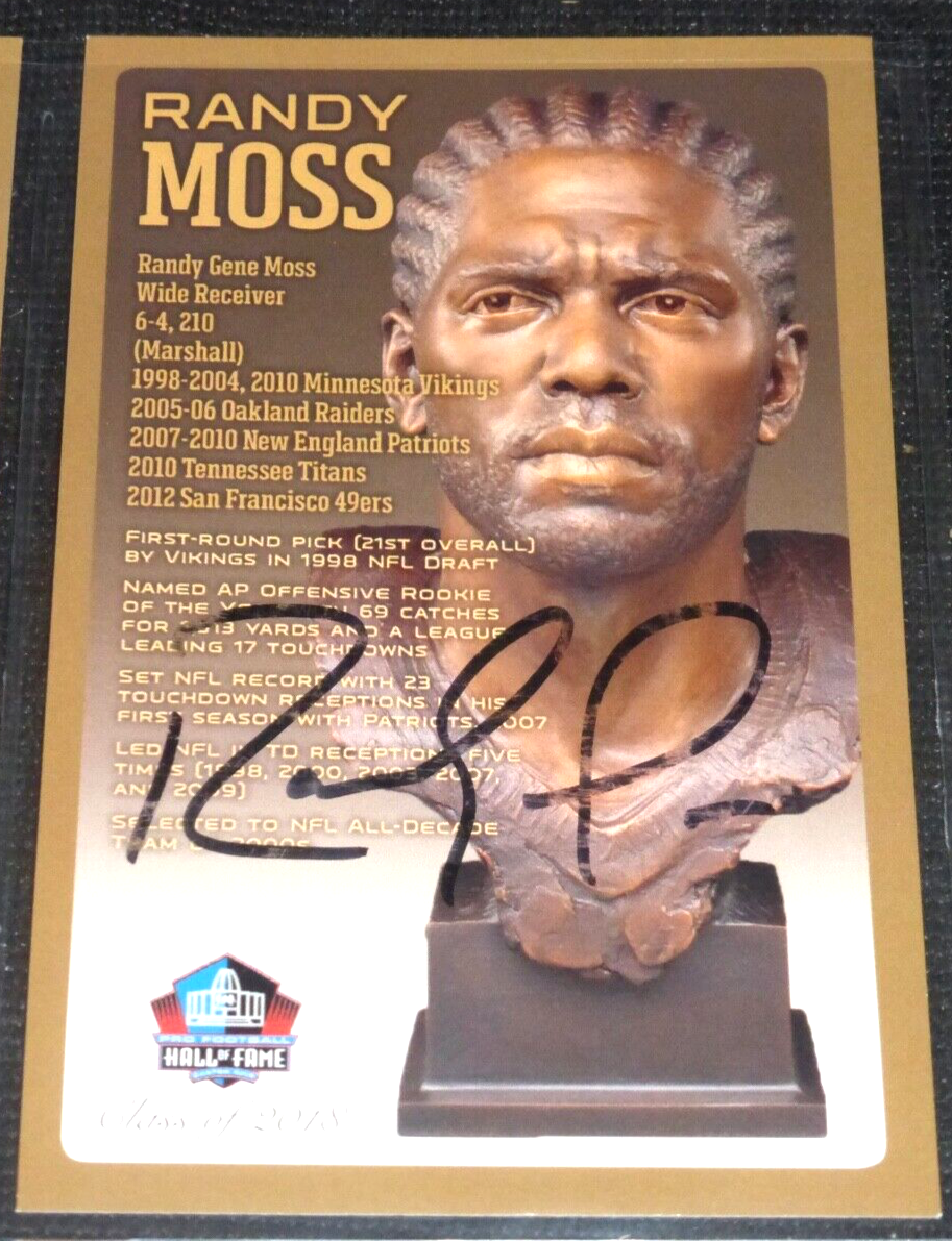 HALL OF FAME BUST CARD 2018 CLASS RANDY MOSS AUTO /150 HOF SIGNED ...