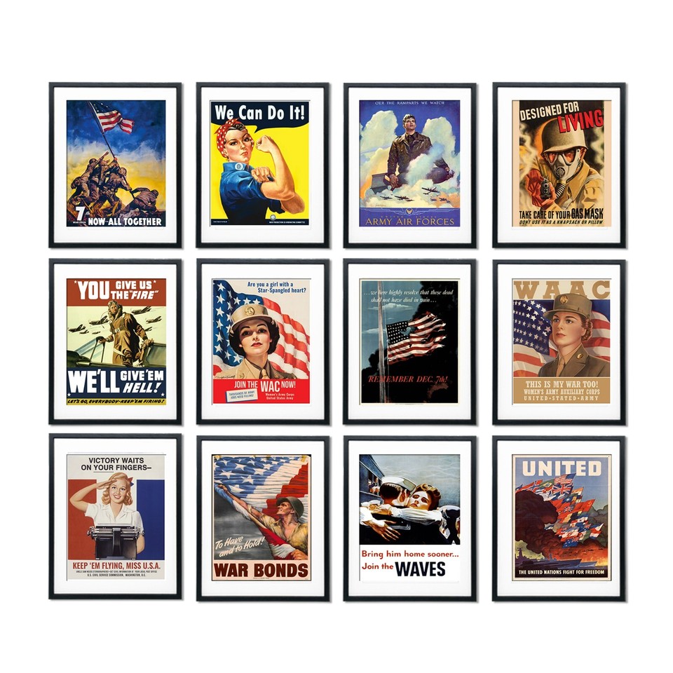 World War II Memorabilia Posters Set of 12 - Historical Military Art ...