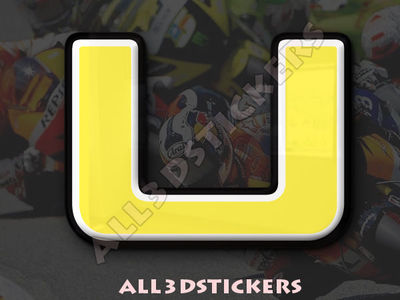 3D Stickers Resin Domed LETTER U - Color Yellow - 75 mm(3 inches ...