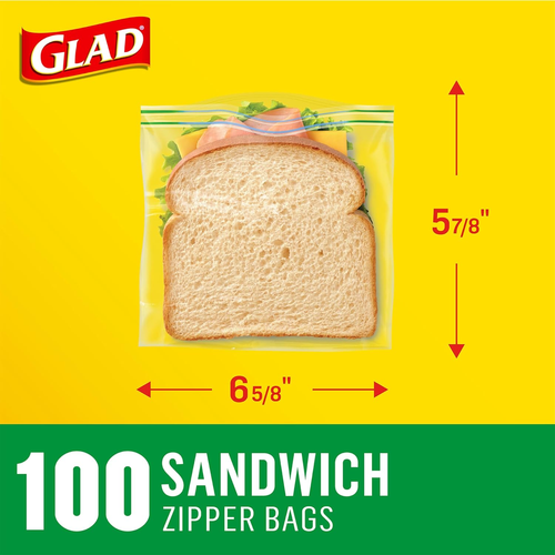 Glad Zipper Food Storage Sandwich Bags - 100 Count for sale online ...