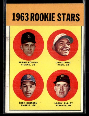 1963 Topps #407 (Frank Kostro / Chico Ruiz / Dick Simpson / Larry ...