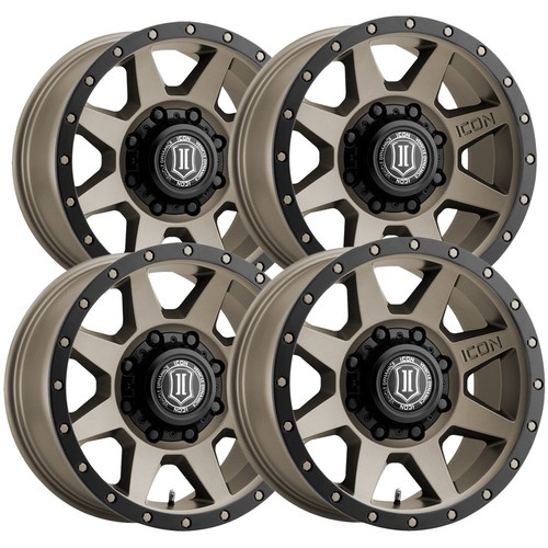 (Set of 4) Icon Alloys Rebound HD 18x9 8x6.5" +12mm Bronze Wheels Rims ...