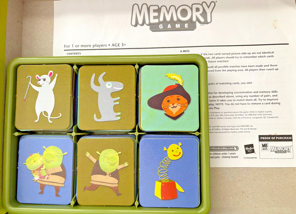 Memory Game Shrek Forever After Preschool 3+ Complete Hasbro ...