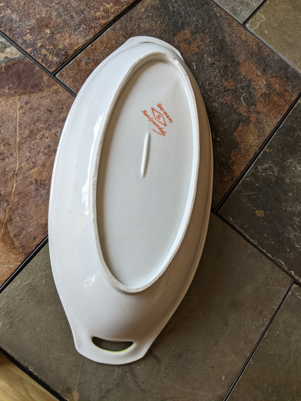 VINTAGE HAND PAINTED GERMAN CELERY DISH/GREEN WITH ROSES | eBay