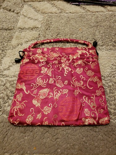 New Silk Drawstring Embroidered Chinese Purse Red And Gold Still In ...