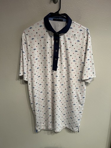 Greyson Mens Large Golf Polo Shirt Wolf Star Print Pattern | eBay