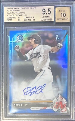 Drew Ellis ~ 2017 Bowman Chrome Draft ~ Blue Refractor Autograph /150 ...