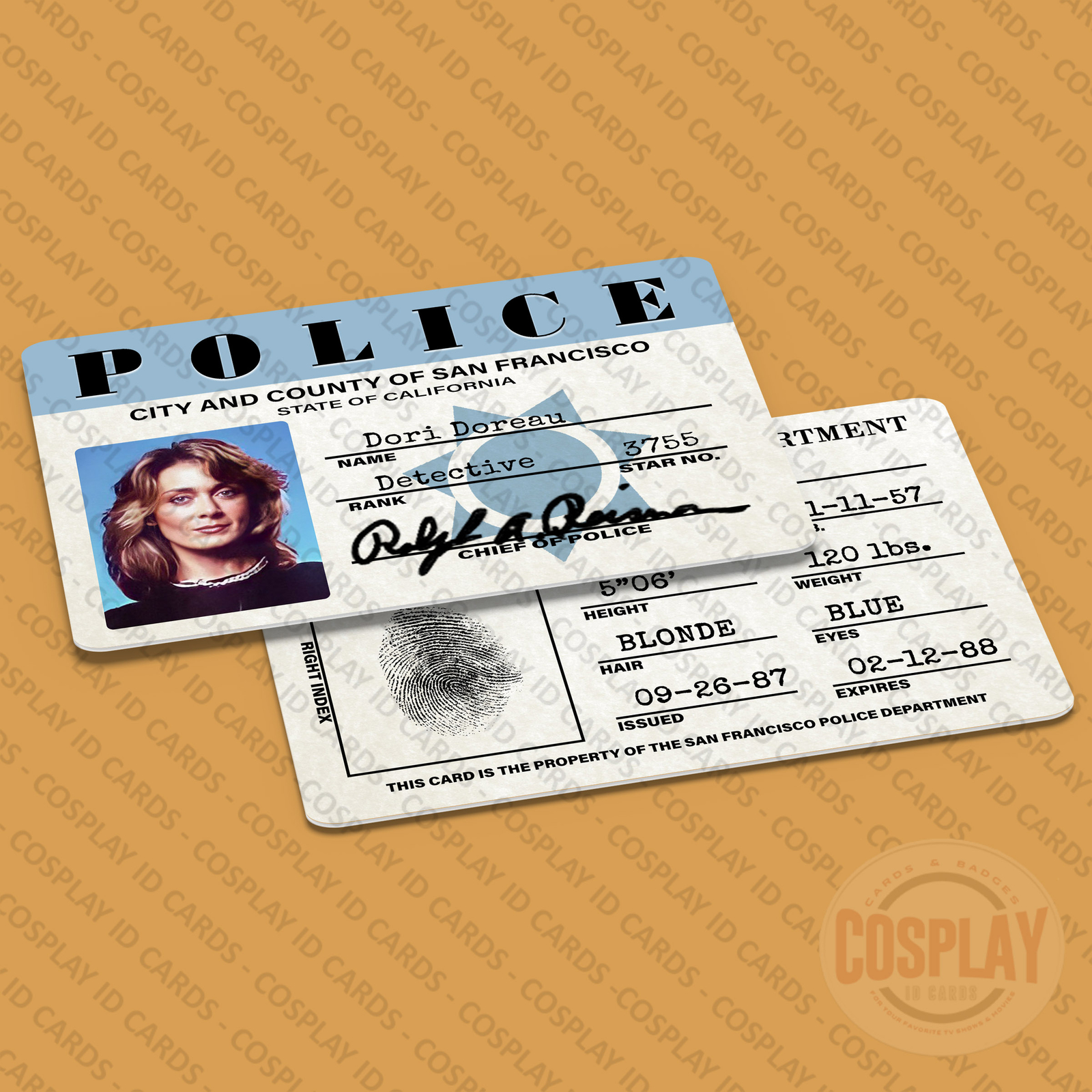 SLEDGE HAMMER Novelty SFPD Police Badges | Dori Doreau | Cosplay ID ...