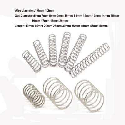 10Pcs 304SS Compression Springs 6-20mm OD Multi-Size Spring Wire ...