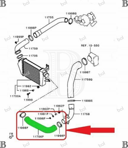 MITSUBISHI L200 2.5 D INTERCOOLER TURBO HOSE PIPE TUBE 1505A511 | eBay UK