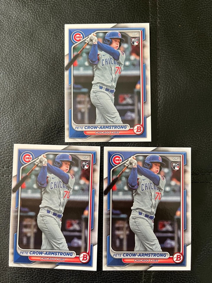 Pete Crow Armstrong "PCA" Rookie 3 Card Lot - 2024 Bowman Cubs Star | eBay