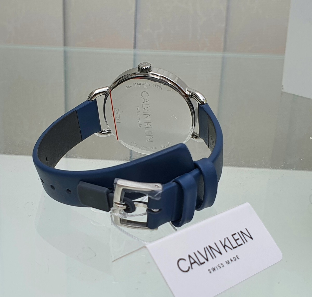 CALVIN KLEIN Swiss Made Ladies Watch Blue leather strap RRP CALVIN KLEIN Swiss Made Ladies Watch Blue leather strap RRP