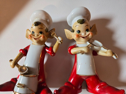 2 Vintage Thames Ceramic Pixie Elf 5” Figurine MCM 1950’s Christmas ...