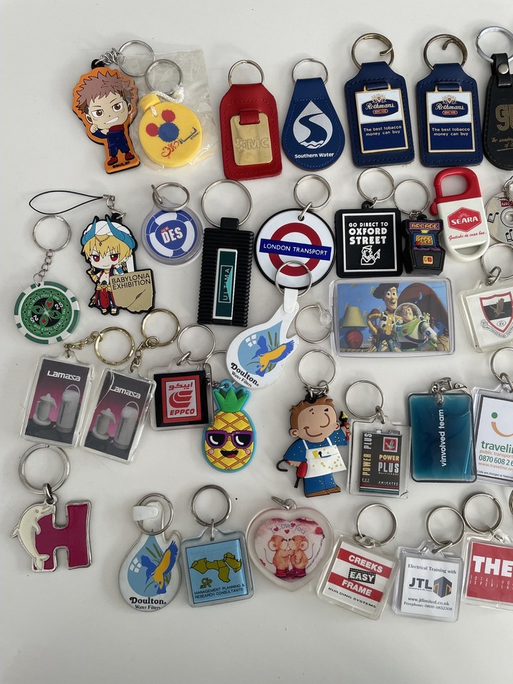 Keyrings, 60 + Mixed Job Lot. All sorts Bundle mostly Vintage ...