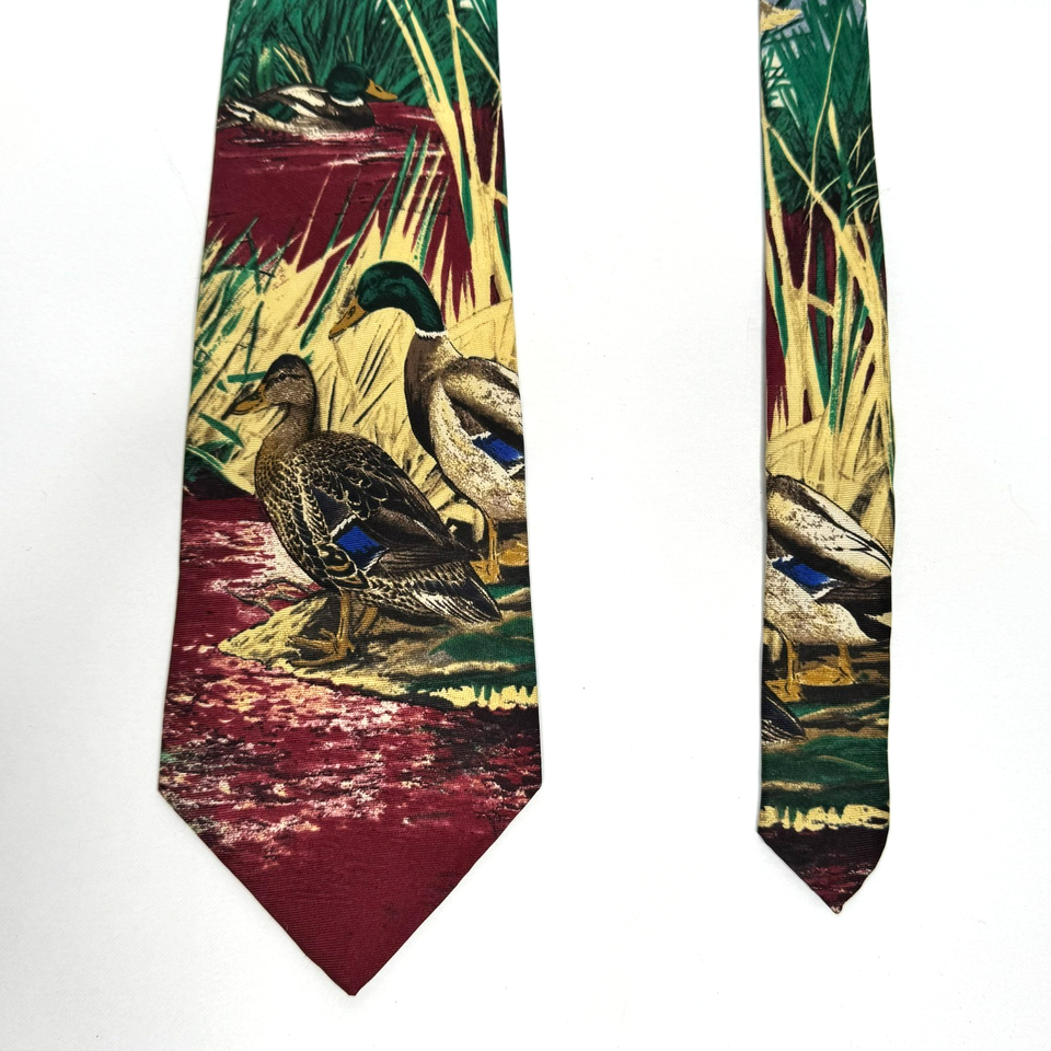 Vintage Ducks Unlimited Tie 100% Silk Mallard Duck Wildlife Outdoor USA ...