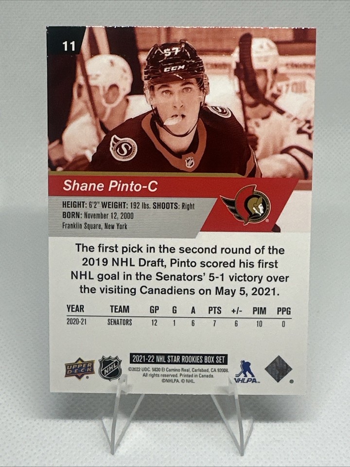 2021-22 Upper Deck NHL Star Rookie Box Set - Shane Pinto #11 (RC) | eBay