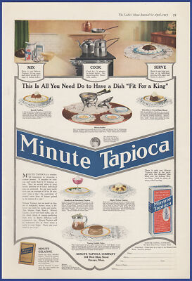 Vintage 1917 MINUTE Tapioca Food Kitchen Art Decor Ephemera Print Ad | eBay