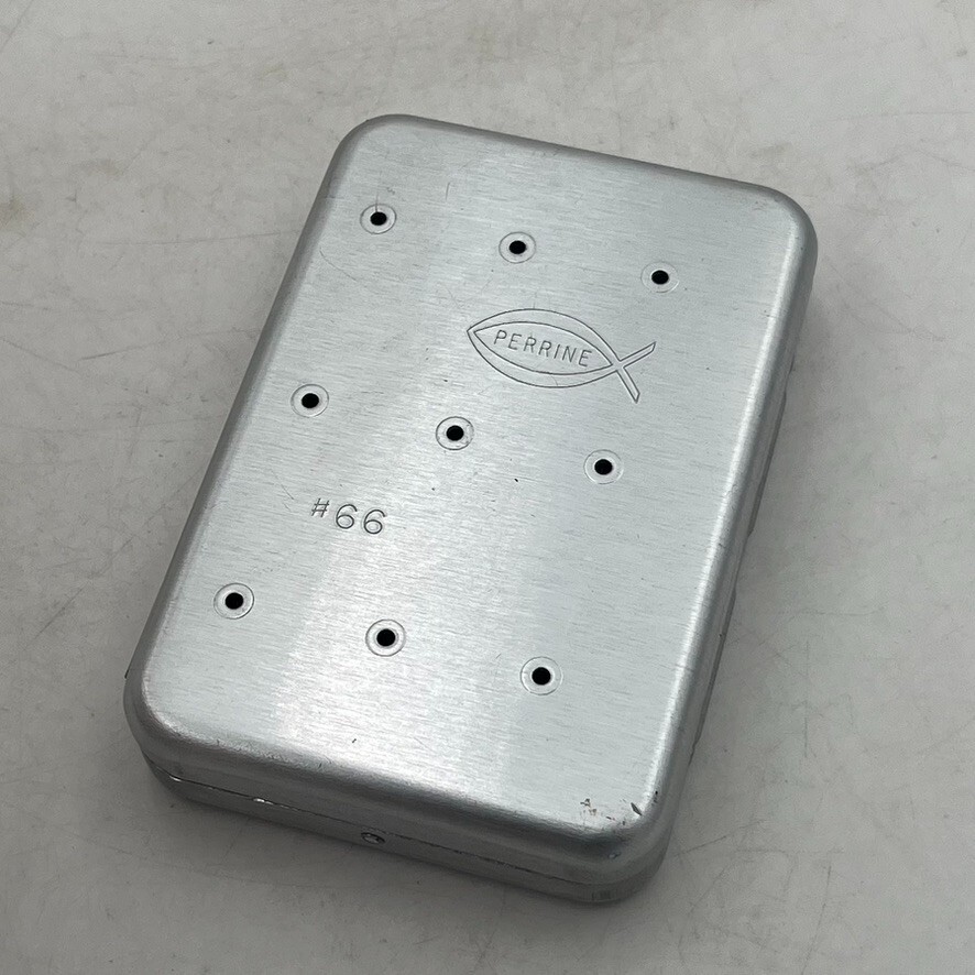 Vintage Perrine #66 Aluminum Fly Box w/ Fishing Flies Hooks Hunting ...