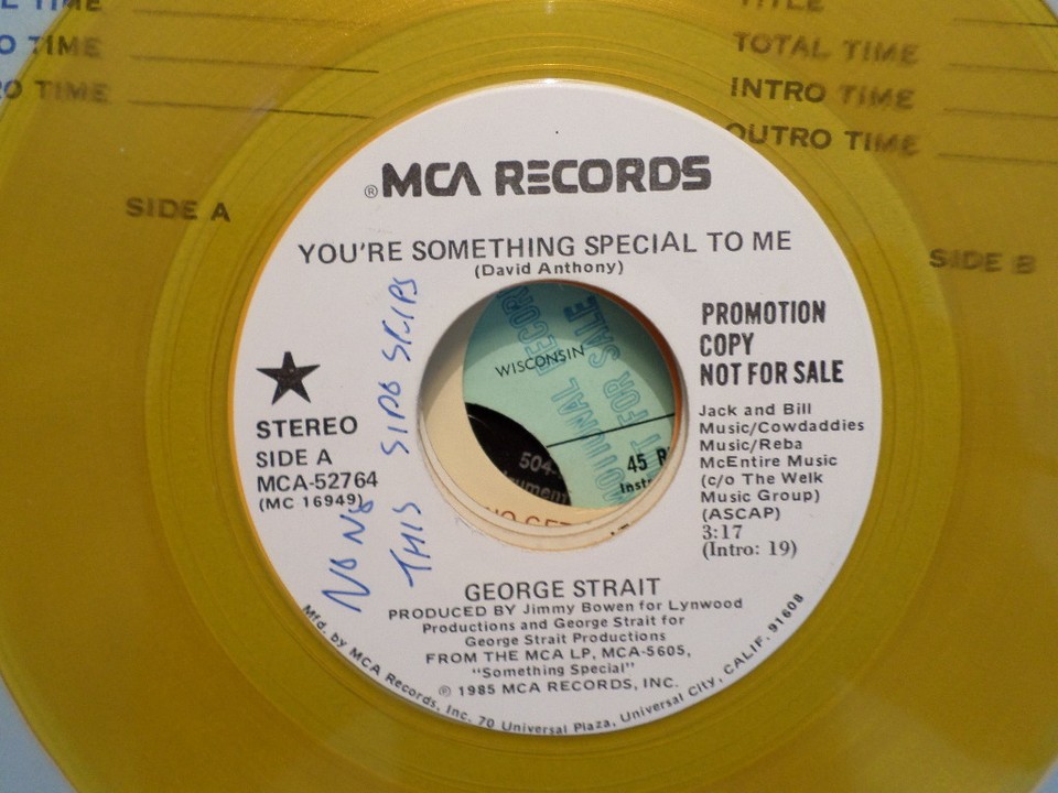 PROMO GREEN WAX MCA 45 RECORD/GEORGE STRAIT/YOU'RE SOMETHING SPECIAL TO ...
