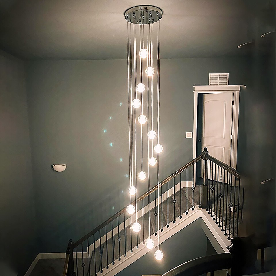 Modern G4 LED Bubble Crystal Round ball Ceiling Light Room Stair ...