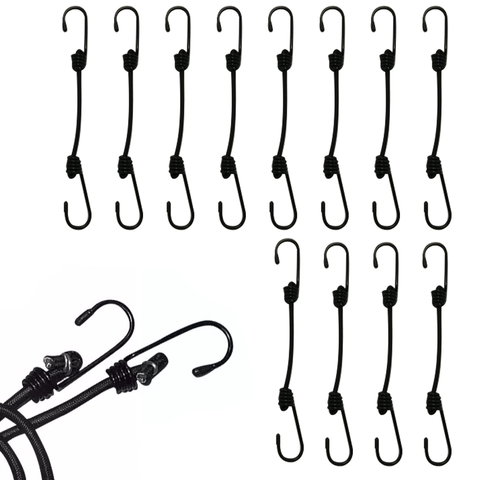 12pcs Tarps Rubber Expanders With Hooks Strong Elastic Straps Tension ...