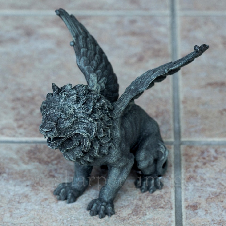 Mythical Gothic Winged Lion Guardian Gryphon Gargoyle Statue 'Stone ...
