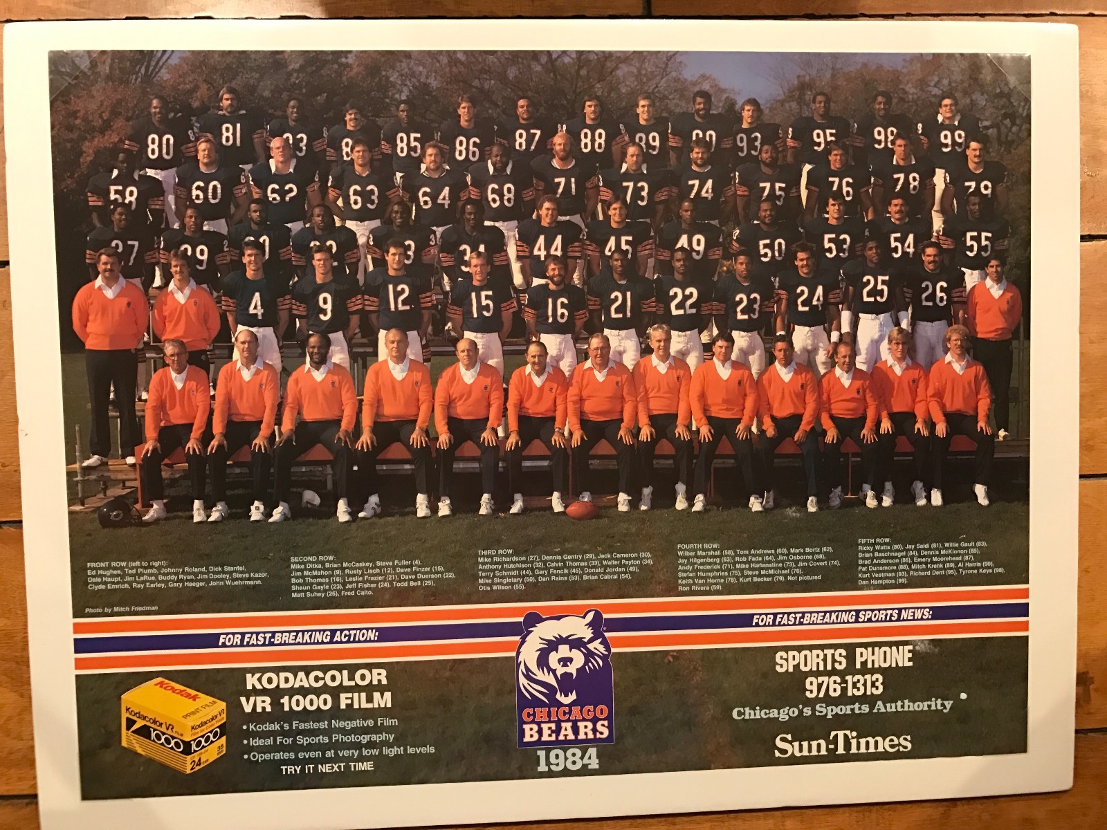1984 CHICAGO BEARS TEAM PHOTO POSTER SUN TIMES 17 X 22.5" | eBay