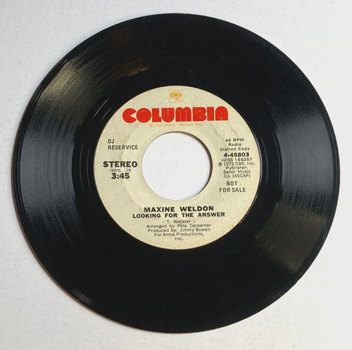 MAXINE WELDON 45 RPM Record Columbia Promo 4-45803 Looking For The ...