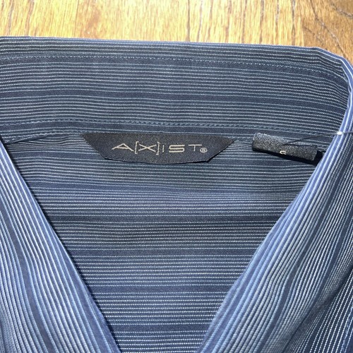 Axist Mens Long Sleeve Button Down Dark Blue Striped Shirt Large | eBay