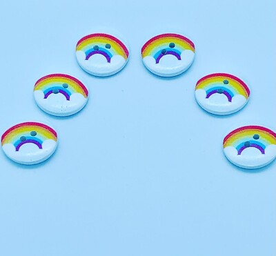 Cute Rainbow Buttons, 6 Little Rainbow Buttons, 20mm Buttons, Baby Wood ...