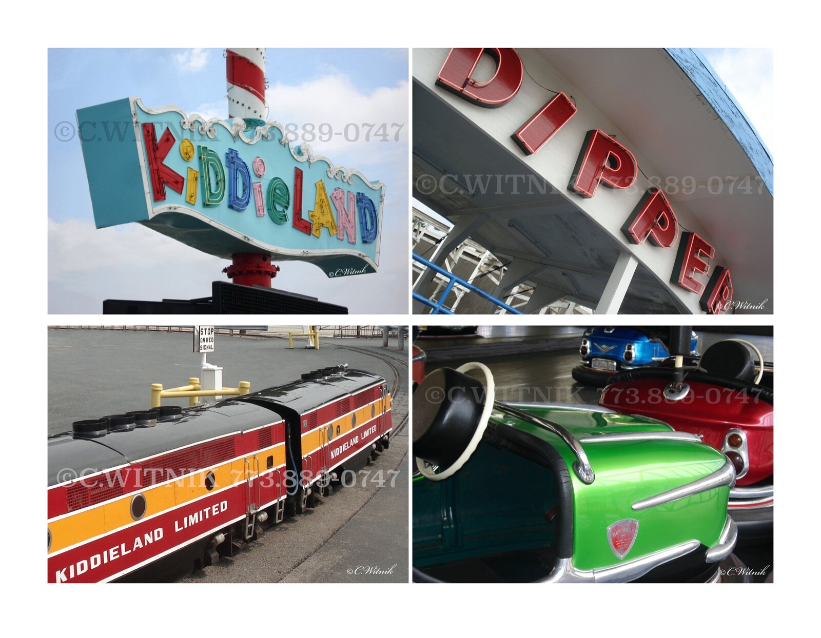 Original SET of 4 PHOTOGRAPHS of KIDDIELAND RIDES - Amusement Park ...