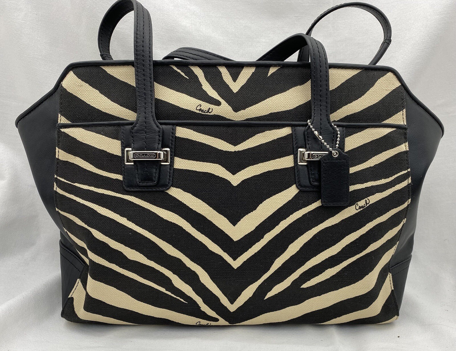 Coach Zebra Print Canvas & Leather Tote Handbag L1382-F27009 | eBay
