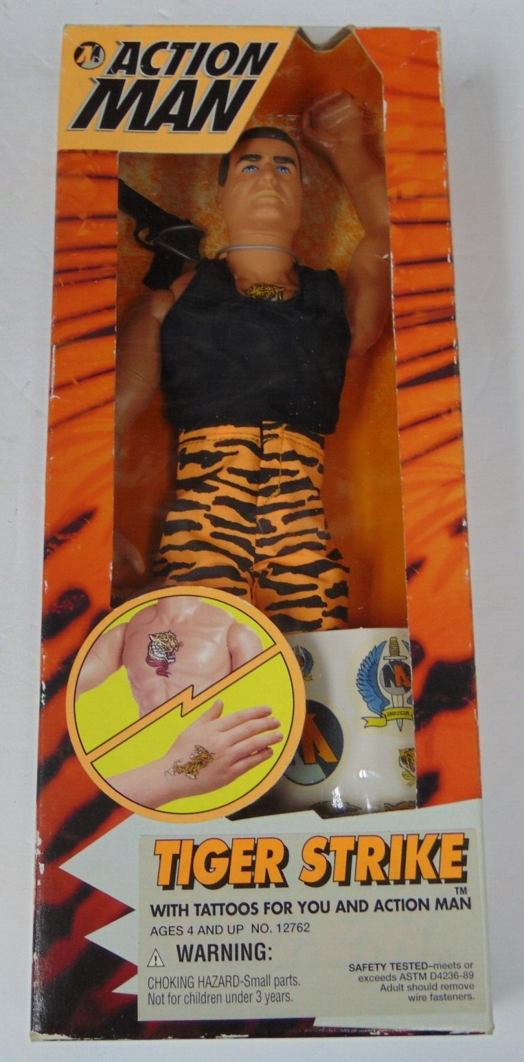 1994 Hasbro ACTION MAN Tiger Strike 12” figure w tattoos & weapon NEW ...