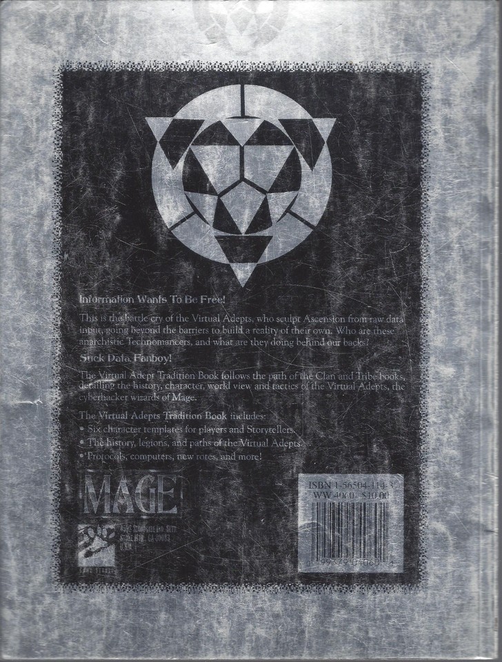 Mage The Ascension RPG Virtual Adepts Tradition Book 1 SC White Wolf ...