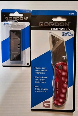 GORDON FOLD LOCK BACK UTILITY KNIFE+10 BLADES | eBay