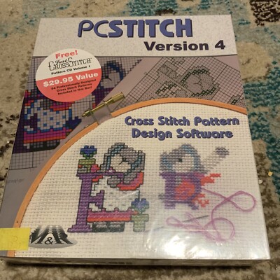 PCStitch Version 4 Cross Stitch Pattern Design Software NEW Rare CD-ROM ...
