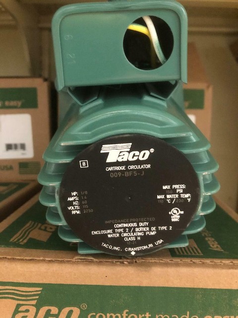 Taco 009-BF5-J Cast Iron Circulating Pump with Bronze Cartridge - Green ...