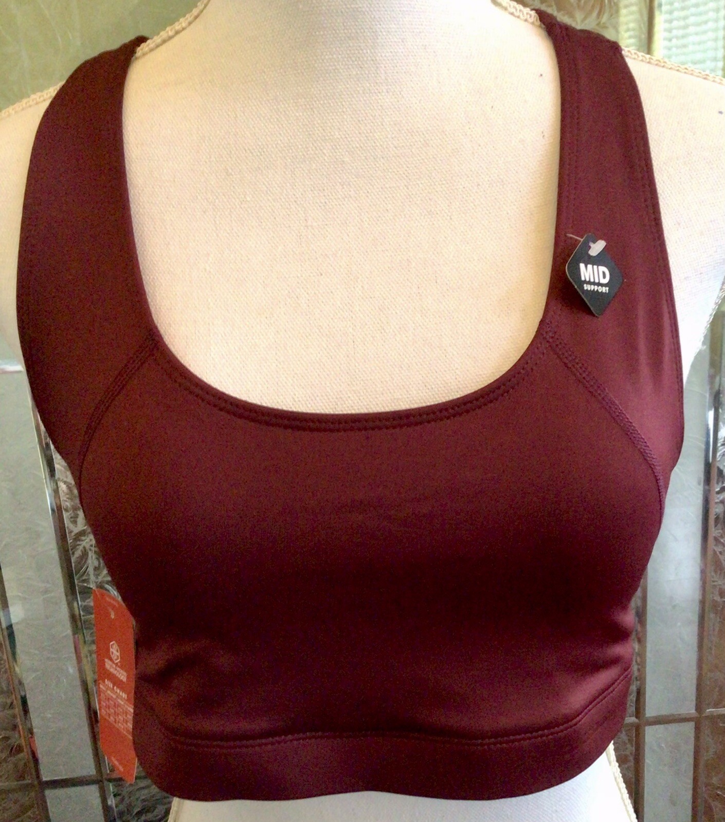 Academy sports Womens Training MID Solid Poly Bra Wine L | eBay