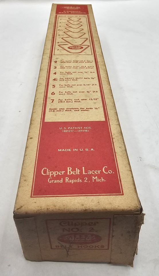 Clipper No.2 Belt Hooks, box of 12 Cards Galvanized Carded Belt Lacing ...