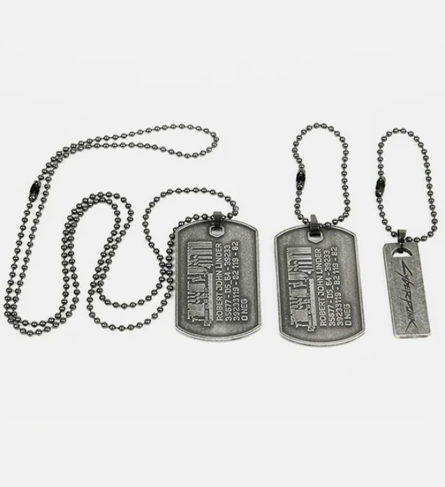 Cyberpunk 2077 Johnny Silverhand's Dog Tags Necklace Pendant + Ball ...