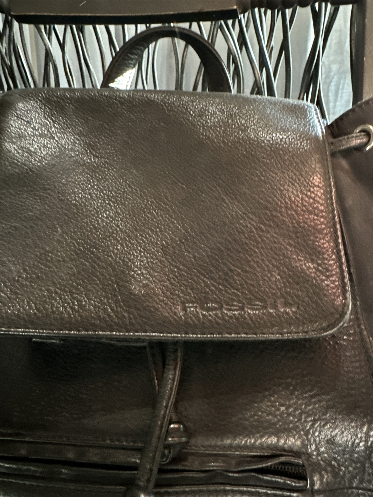 Fossil Vintage Leather Backpack Black Flap top Purse … - Gem