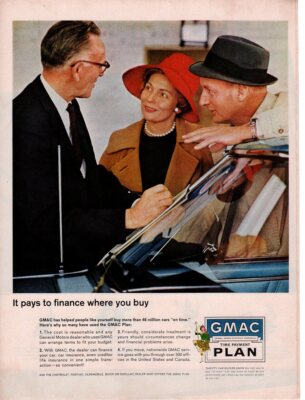 Vintage advertising print Car General Motors GMAC Plan Salesman Couple ...